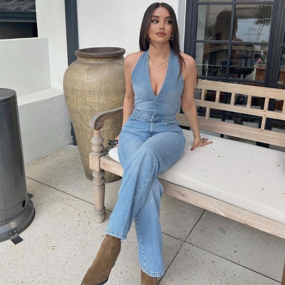 Zara | Pants & Jumpsuits | Nwt Zara Trf Denim Halter Neck Jumpsuit | Poshmark